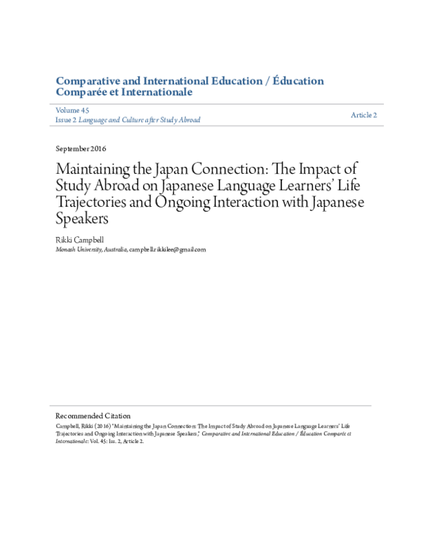 (PDF) Maintaining the Japan Connection: The Impact of Study Abroad on ...
