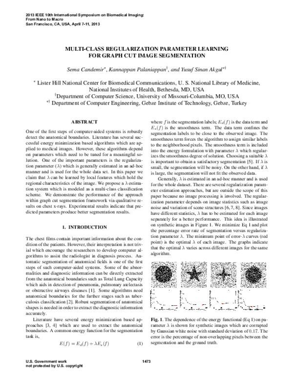 (PDF) Multi-class regularization parameter learning for graph cut image segmentation