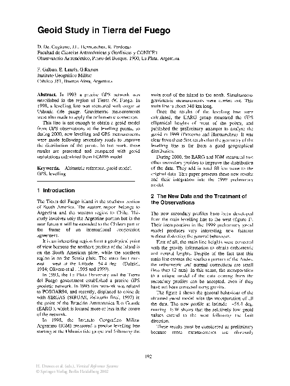 (PDF) Geoid Study in Tierra del Fuego