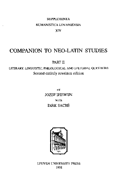 (PDF) Companion to Neo-Latin Studies