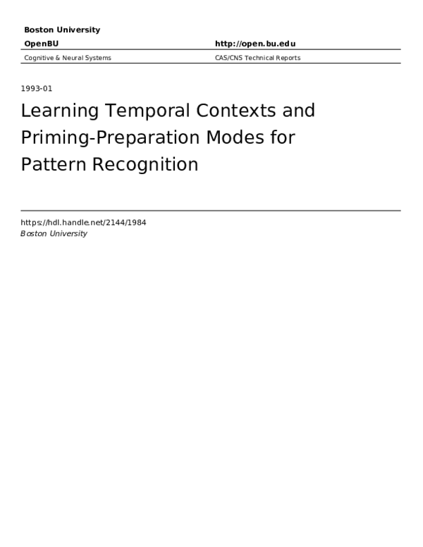 (PDF) Learning Temporal Contexts and Priming-Preparation Modes for ...