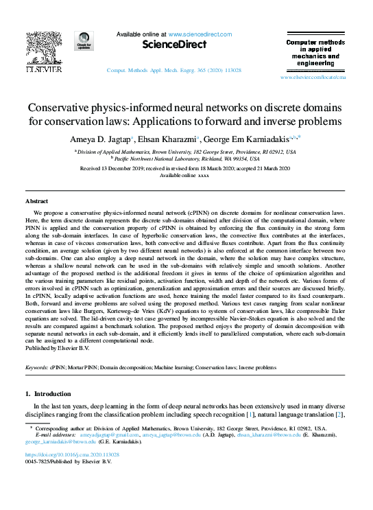 (PDF) Conservative physics-informed neural networks on discrete domains ...