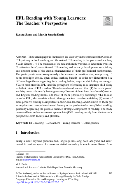 (PDF) EFL Reading with Young Learners: The Teacher’s Perspective