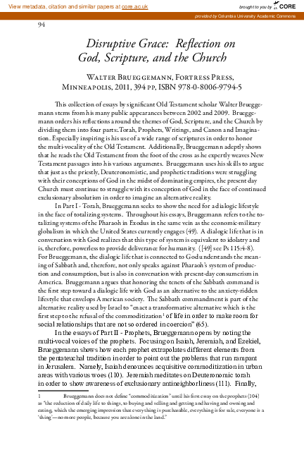 (PDF) Disruptive Grace: Reflection on God, Scripture, and the Church