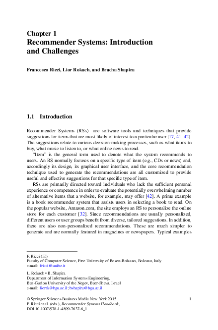 (PDF) Recommender Systems: Introduction and Challenges
