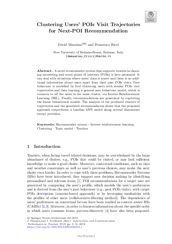 (PDF) Clustering Users’ POIs Visit Trajectories for Next-POI Recommendation