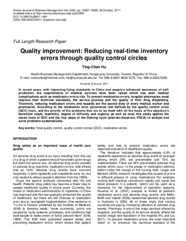 (PDF) Quality improvement: Reducing real-time inventory errors through ...