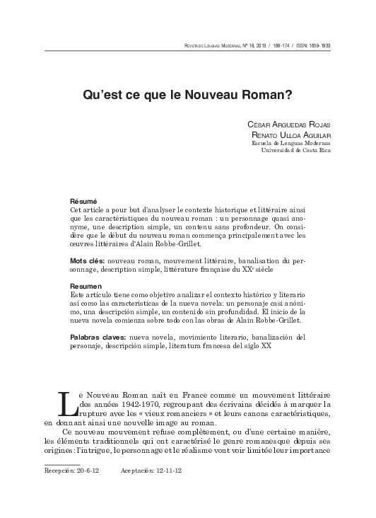 (PDF) Qu’est ce que le Nouveau Roman?