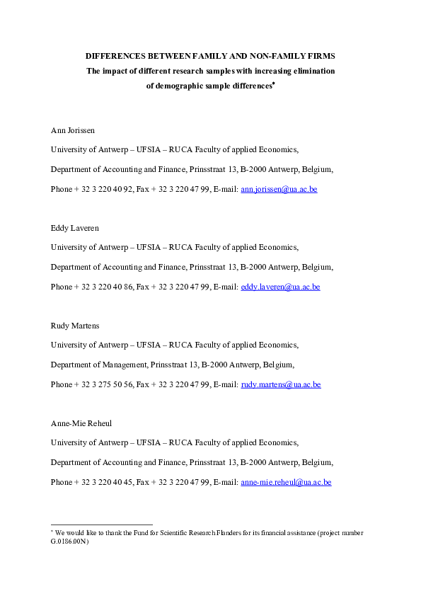 (PDF) Differences between family and non-family firms