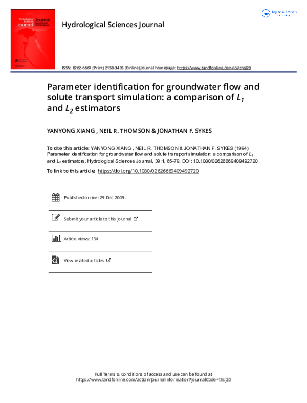 (PDF) Parameter identification for groundwater flow and solute ...