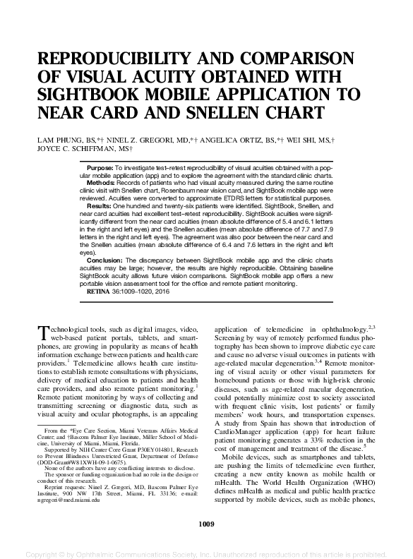 (PDF) Reproducibility and Comparison of Visual Acuity Obtained with ...