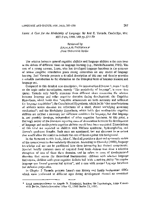 (PDF) Laura: A Case for the Modularity of Language