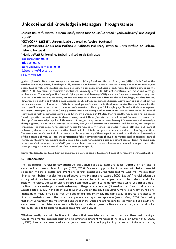 (PDF) Unlock Financial Knowledge in Managers Through Games