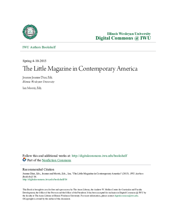 (PDF) The Little Magazine in Contemporary America