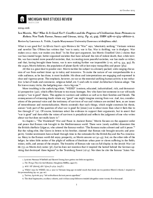 (PDF) War! What is it good for?: conflict and the progress of ...