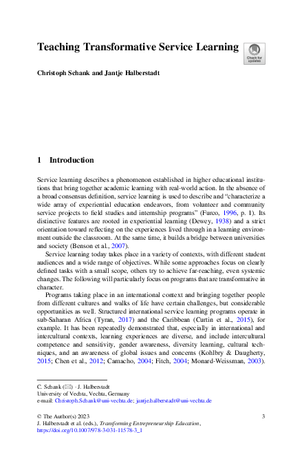 (PDF) Teaching Transformative Service Learning