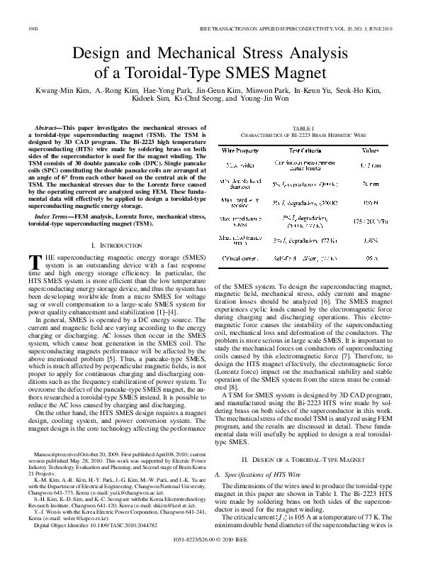 (PDF) Design and Mechanical Stress Analysis of a Toroidal-Type SMES Magnet
