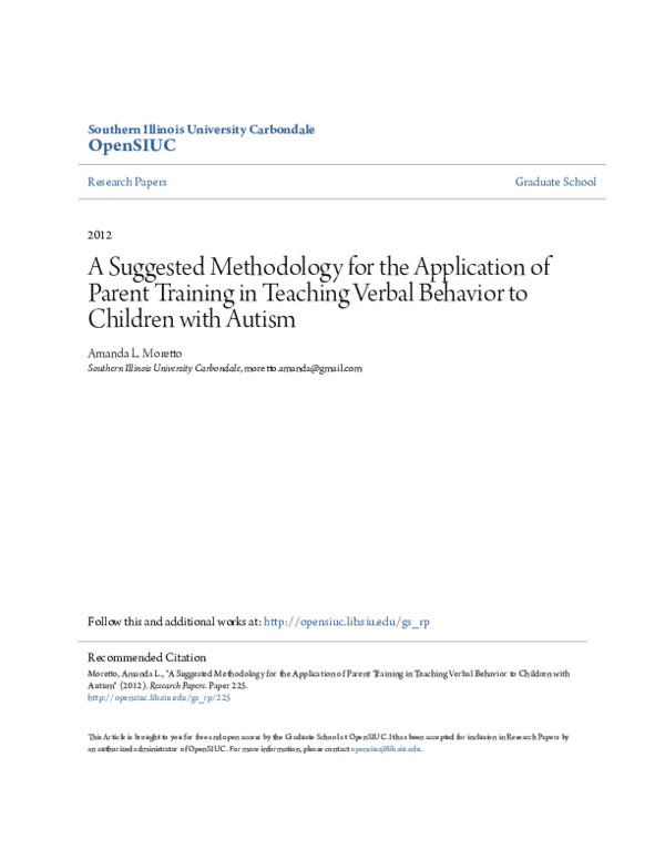 (PDF) A Suggested Methodology for the Application of Parent Training in Teaching Verbal Behavior ...