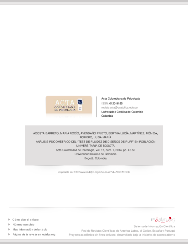 (PDF) Psychometric Analysis of the Ruff Figural Fluency Test in a ...