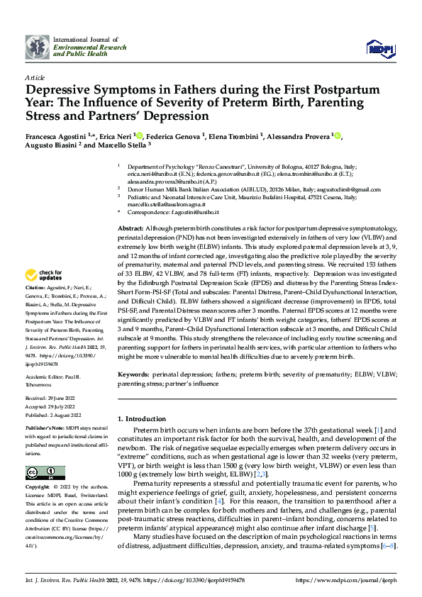 (PDF) Depressive Symptoms in Fathers during the First Postpartum Year ...