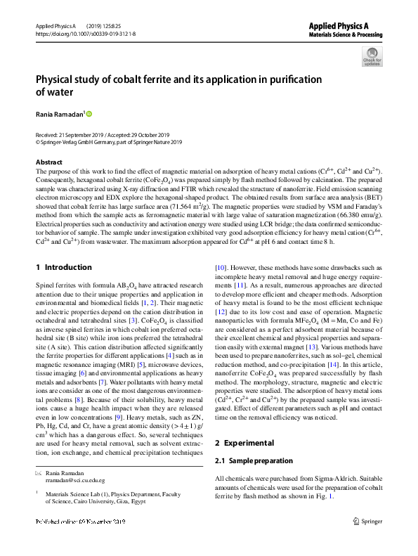 (PDF) Physical study of cobalt ferrite and its application in ...