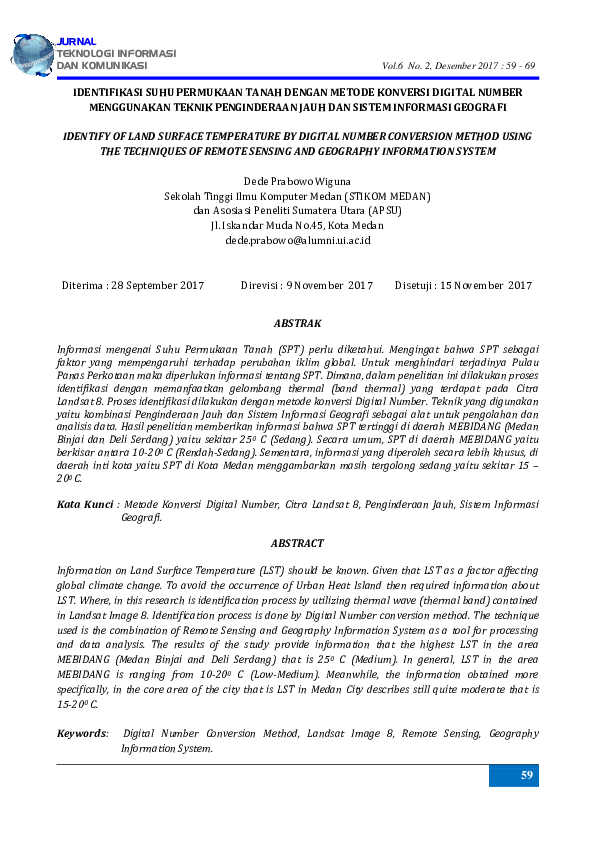 (PDF) Identify of Land Surface Temperature by Digital Number Conversion ...