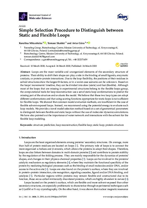 Pdf Simple Selection Procedure To Distinguish Between Static And Flexible Loops