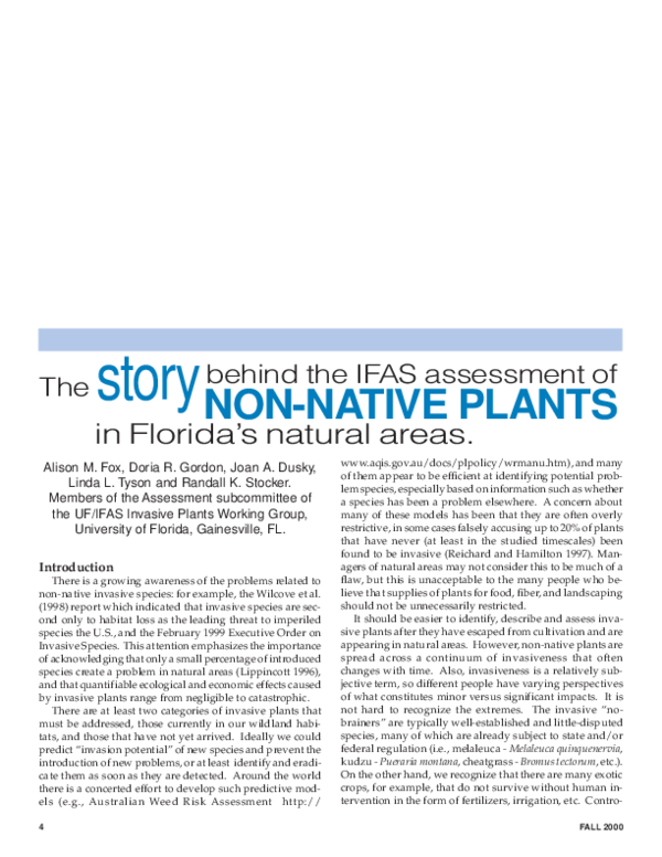 (PDF) The story behind the IFAS assessment of in Florida's natural ...