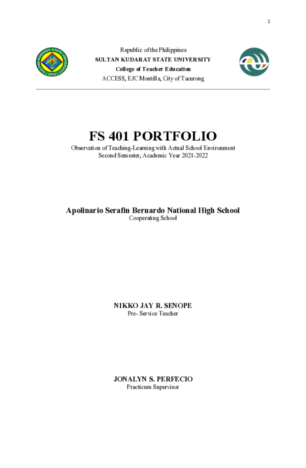(PDF) FS 401 PORTFOLIO