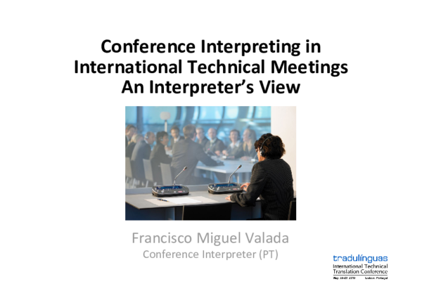 (PDF) Conference Interpreting in International Technical Meetings: An ...