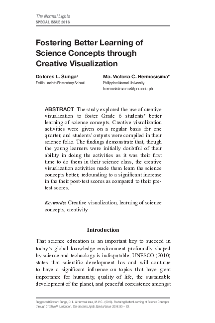 (PDF) Fostering Better Learning of Science Concepts through Creative Visualization
