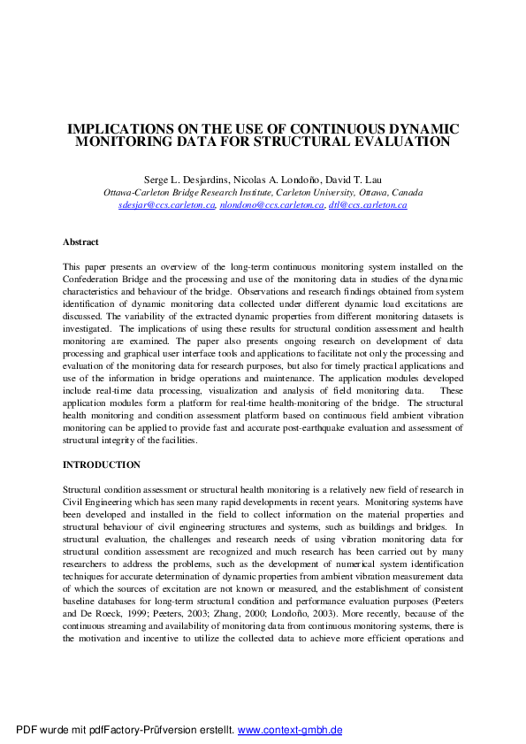 Pdf Implications On The Use Of Continuous Dynamic Monitoring Data For