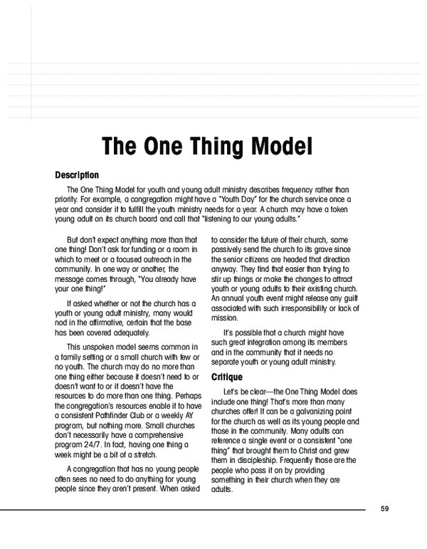(PDF) The One Thing Model