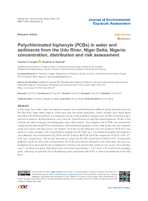 (PDF) Polychlorinated biphenyls (PCBs) in water and sediments from the ...