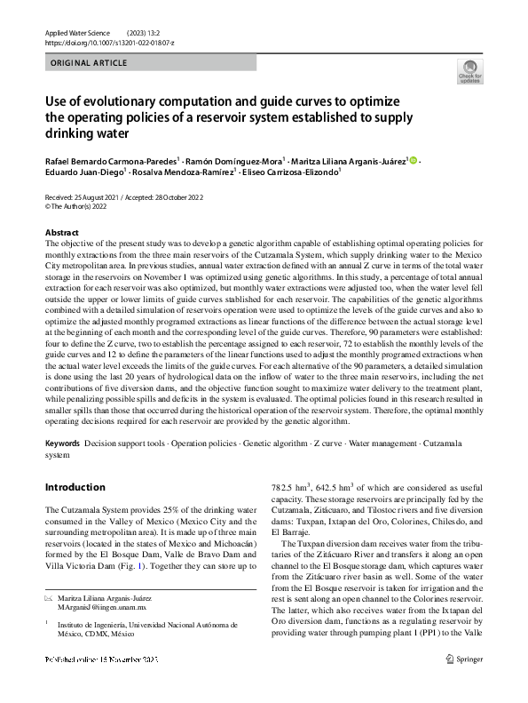 (PDF) Use of evolutionary computation and guide curves to optimize the operating policies of a ...
