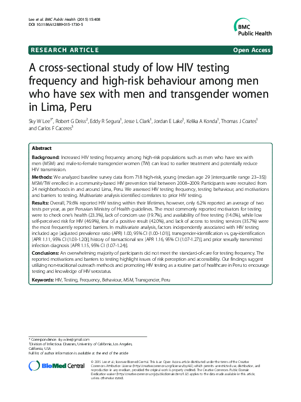 (PDF) A cross-sectional study of low HIV testing frequency and high ...