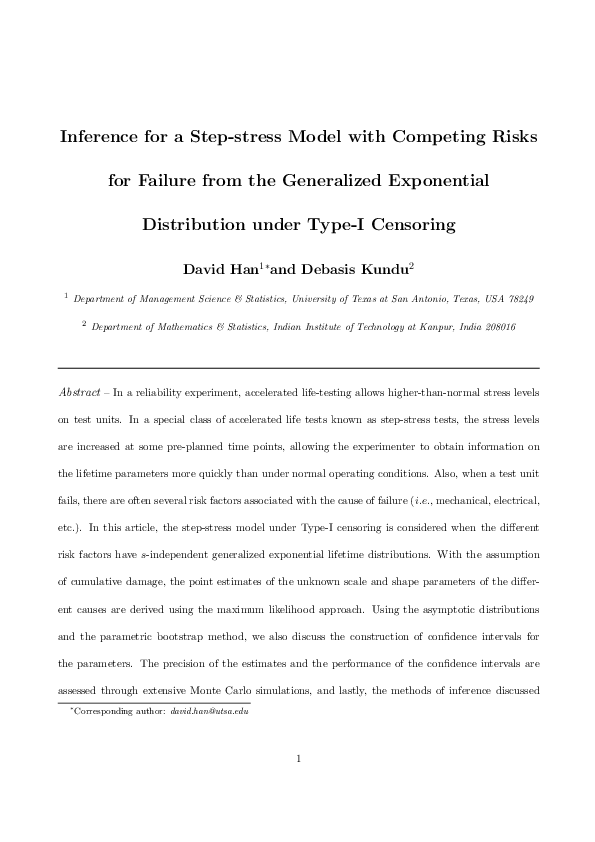 (PDF) Inference for a Step-Stress Model With Competing Risks for ...