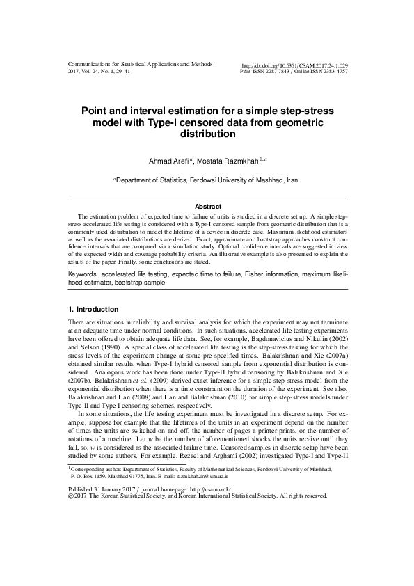 (PDF) Point and interval estimation for a simple step-stress model with Type-I censored data ...