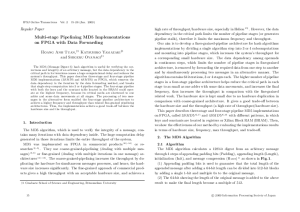 (PDF) FPGA Pipelined MD5 with Data Forwarding