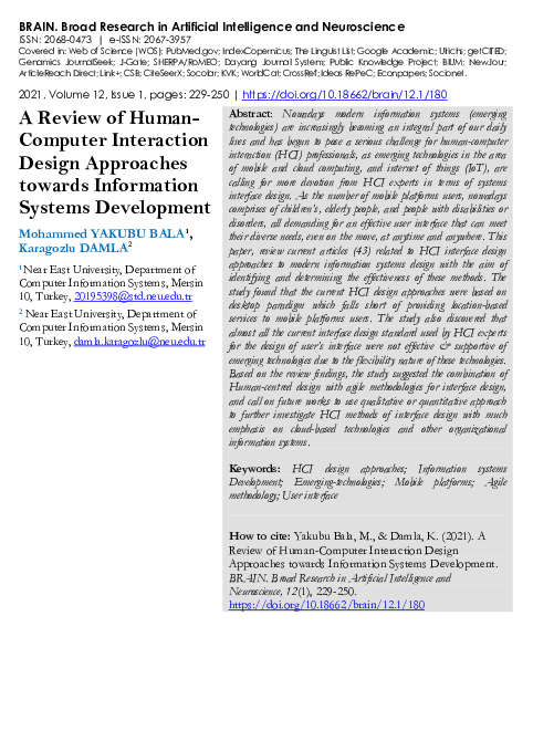 Pdf A Review Of Human Computer Interaction Design Approaches Towards Information Systems