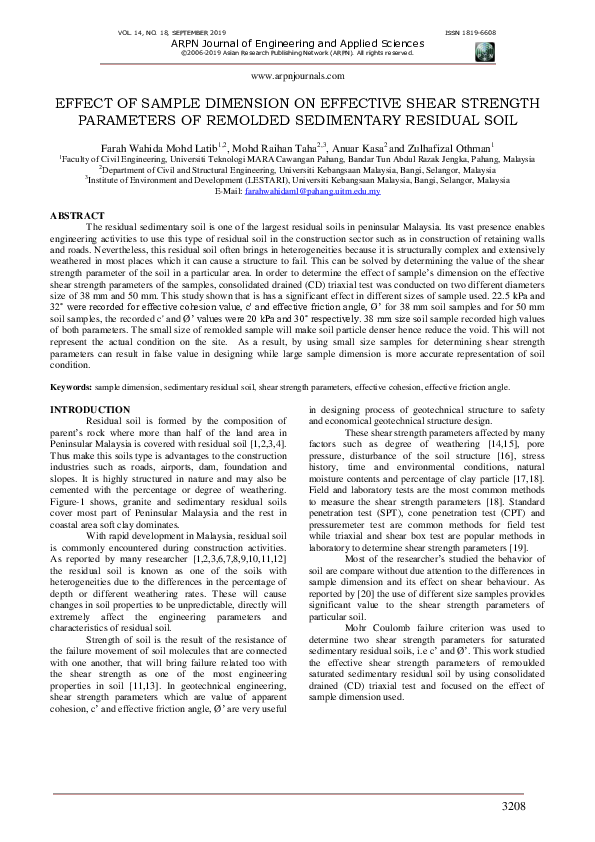 (PDF) Effect of sample dimension on effective shear strength parameters ...