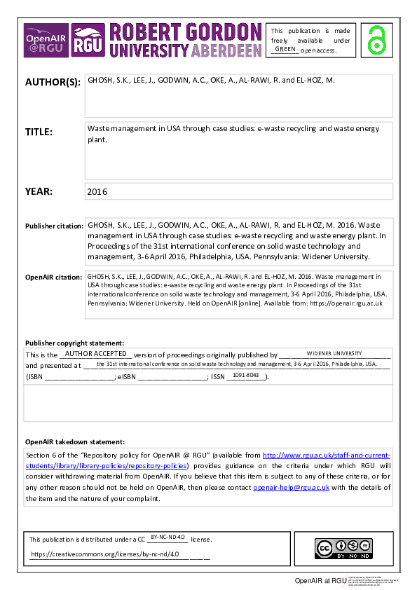 (PDF) Waste management in USA through case studies: e-waste recycling ...