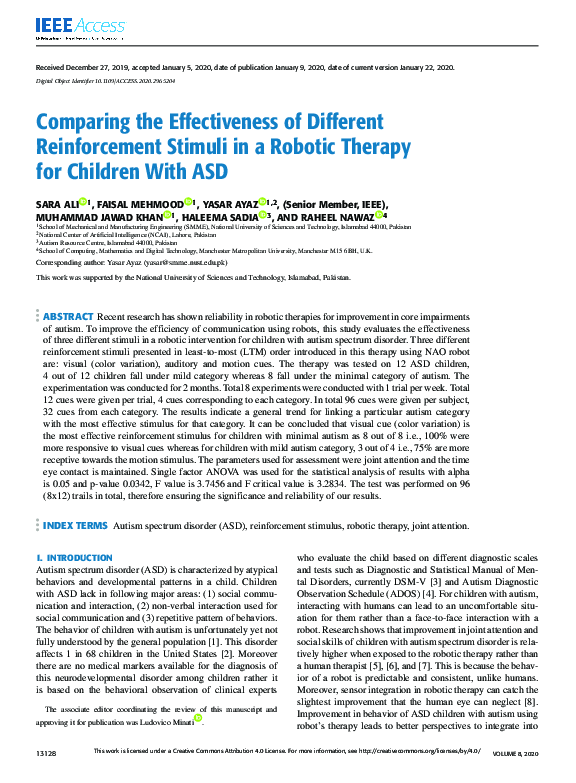 (PDF) Comparing the Effectiveness of Different Reinforcement Stimuli in a Robotic Therapy for ...