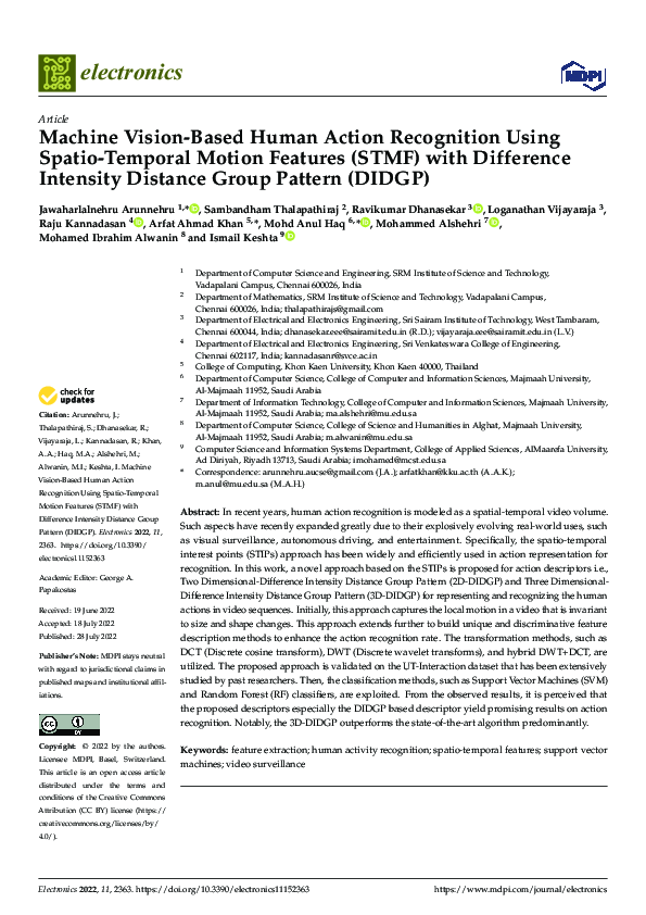 Pdf Machine Vision Based Human Action Recognition Using Spatio