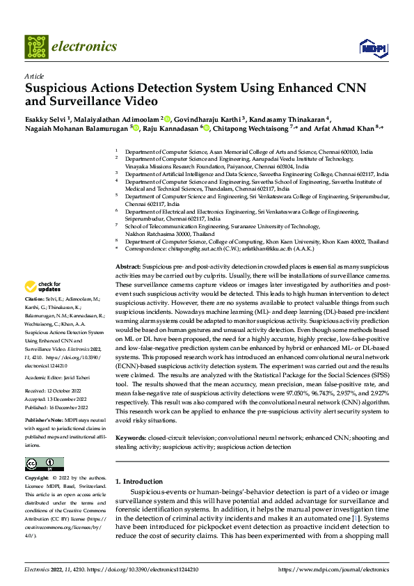 Pdf Suspicious Actions Detection System Using Enhanced Cnn And
