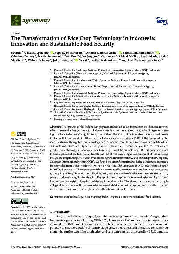 (PDF) The Transformation of Rice Crop Technology in Indonesia ...