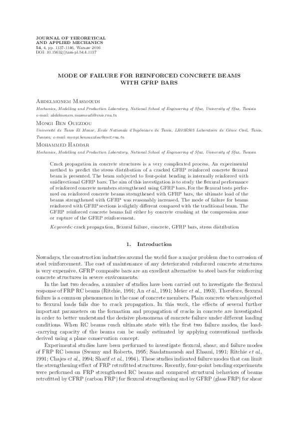 (PDF) Mode of failure for reinforced concrete beams with GFRP bars