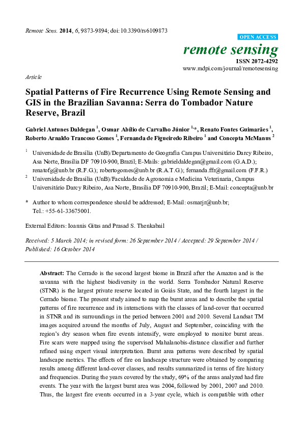 (PDF) Spatial Patterns of Fire Recurrence Using Remote Sensing and GIS ...