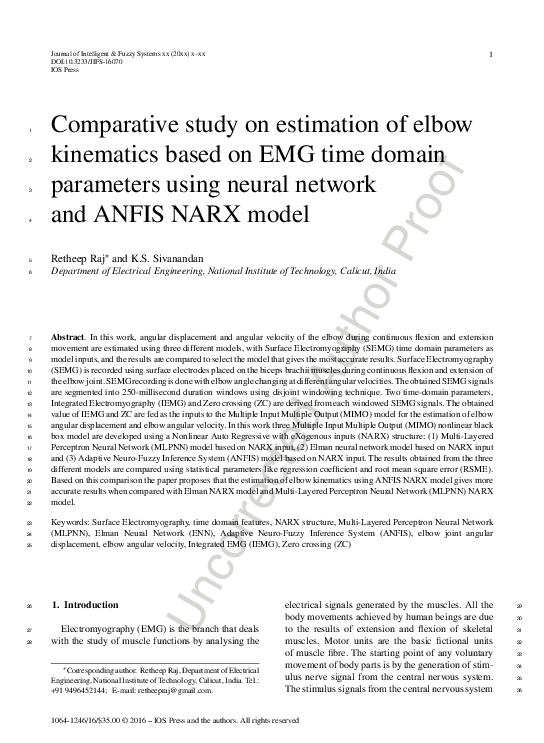 (PDF) Comparative study on estimation of elbow kinematics based on EMG ...