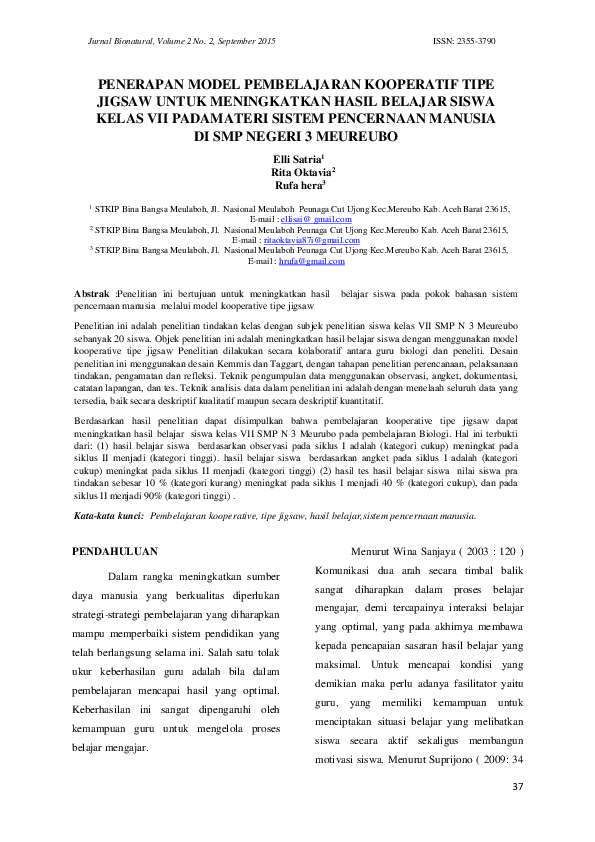 (PDF) Penerapan Model Pembelajaran Kooperatif Tipe Jigsaw Untuk Meningkatkan Hasil Belajar Siswa ...
